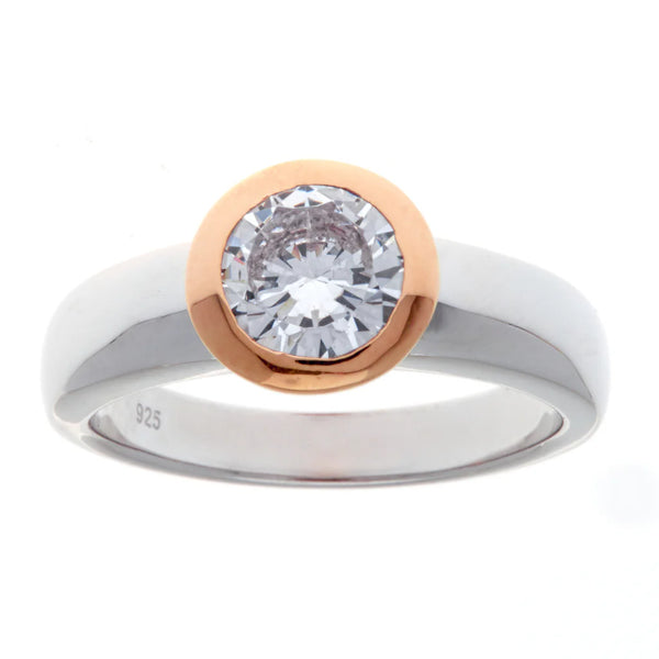 Dianne Rose Gold and Silver Two-Tone Ring – Sybella Jewellery