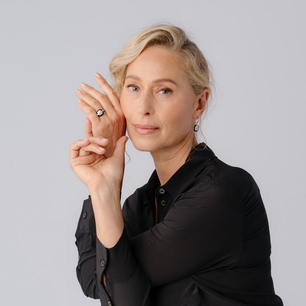 Mason Black & Clear Square Art Deco Ring – Sybella Jewellery